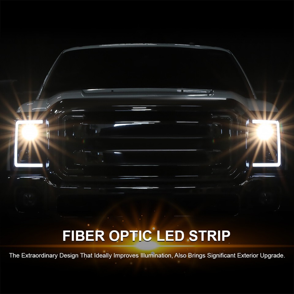 Fit 2011-2016 Ford F250 F350 SuperDuty Black Projector Headlights ...