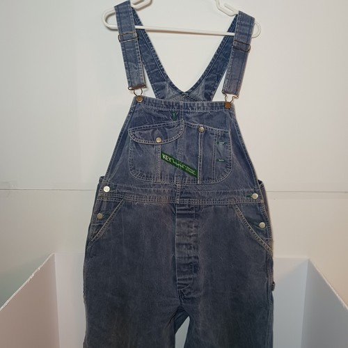 Vtg Key Imperial Denim Bib Overalls Mens Sz 40X32 Blue Button Fly ...
