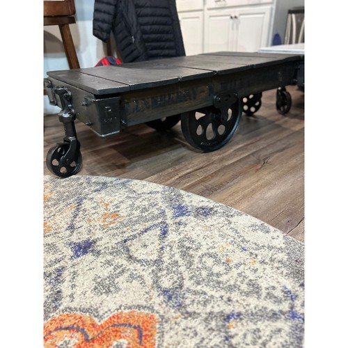 Antique Lineberry Factory Cart Coffee Table Restored Industrial Wood ...