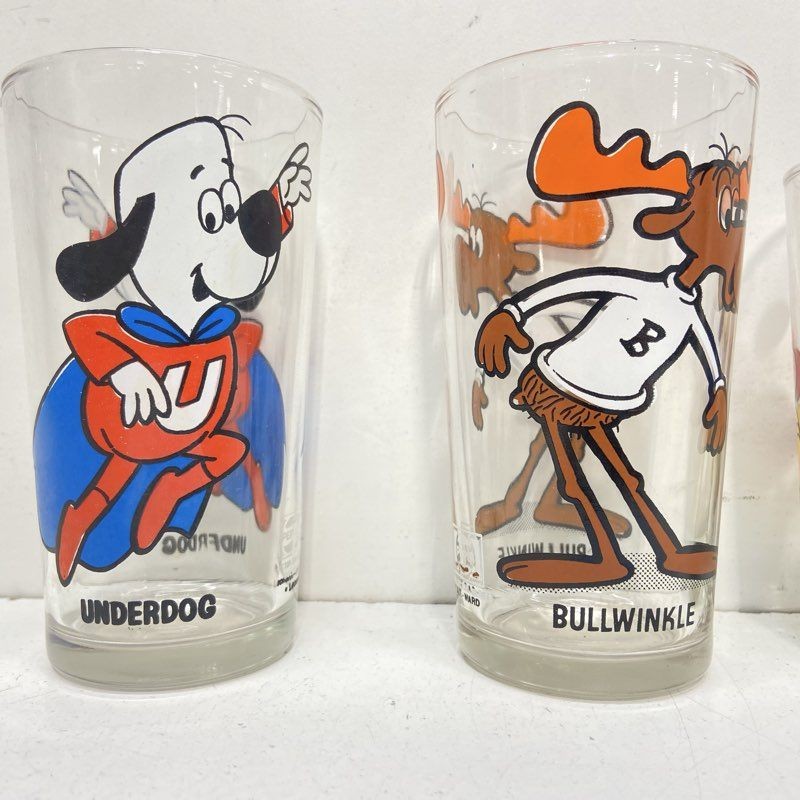 5 Vintage Drinking Glasses - Assorted Cartoon Characters | eBay