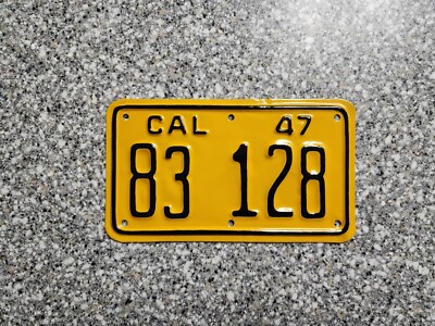 1947 California Motorcycle License Plate, Authentic, Restored, DMV ...
