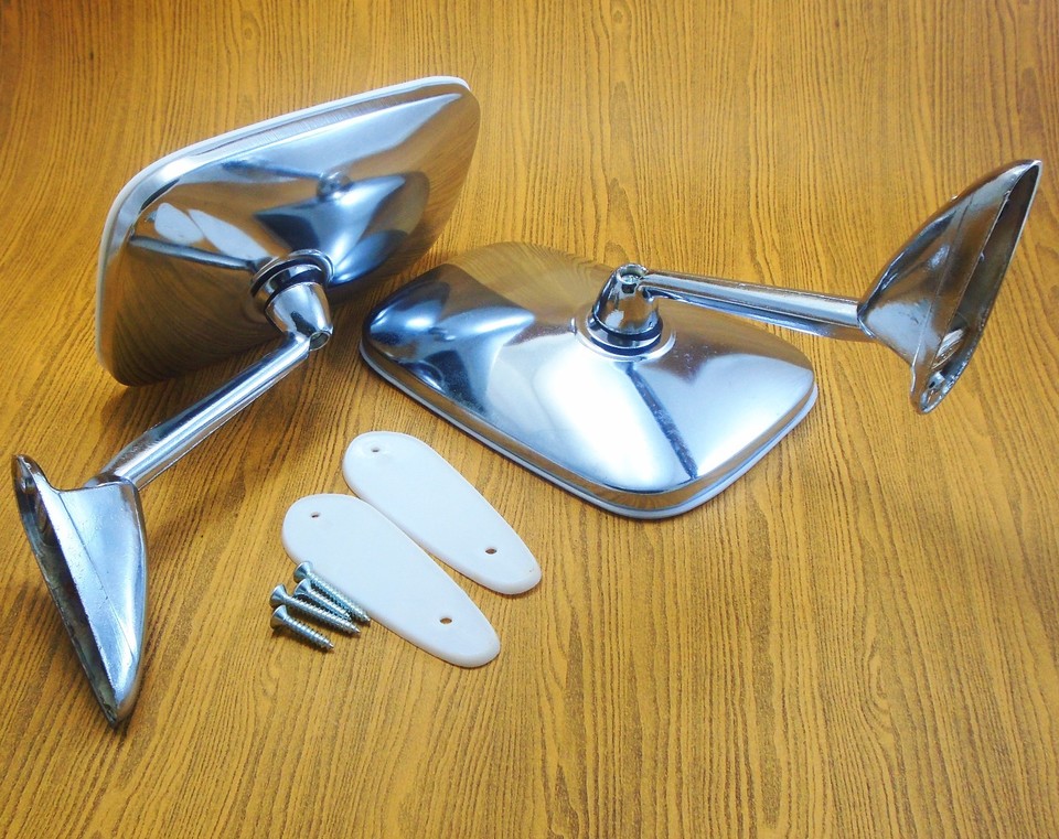 Chrome 5.9"x3.9" Swan Neck Side View Mirrors Pair Polished Chevy Ford ...
