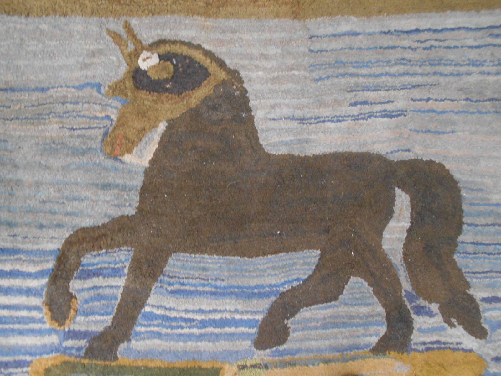 ANTIQUE 19th CENTURY FOLK ART HORSE HOOKED RUG | eBay