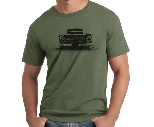 Mens Military Green cotton summer tshirts, Chevy trucks, big block ...