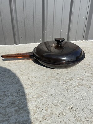 Vision Corning Ware 10 inch Teflon Amber Fry Pan With Lid USA 10" BLHN ...