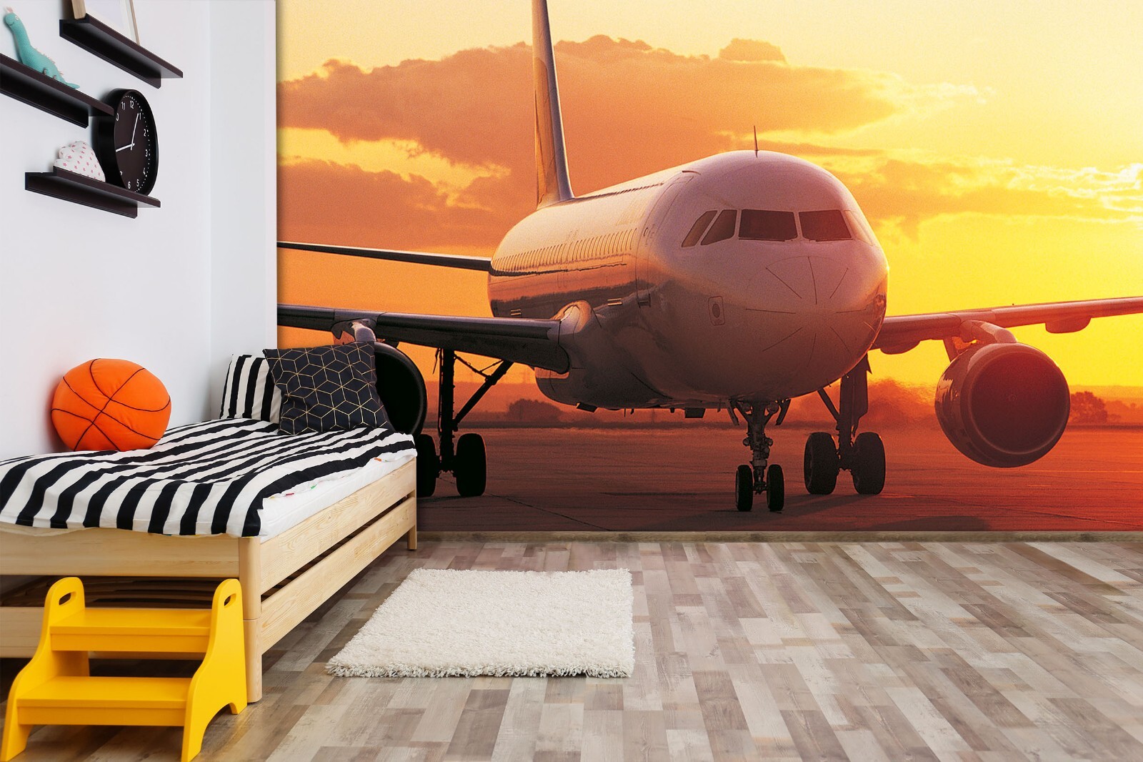 3D Sunset Plane G1157 Transport Wallpaper Mural Self-adhesive Removable ...