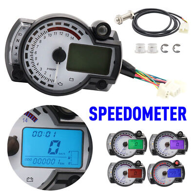 LCD Digital Universal Motorcycle Odometer Speedometer Tachometer Gauge ...