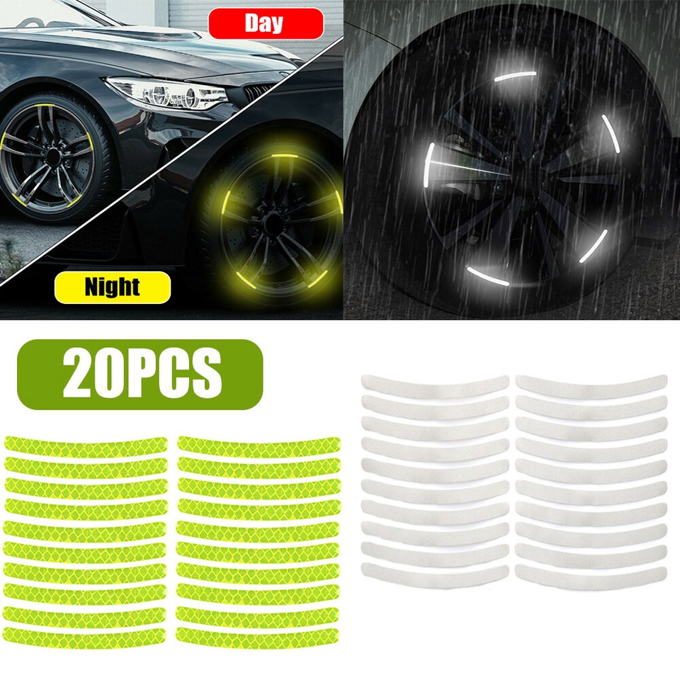 20Pcs Reflective Stickers Car Motor Wheel Hub Rim Stripe Tape Decal ...