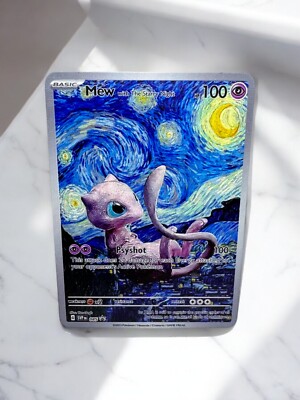 Pokemon Mew Moon Bathing with The Starry Night Van Gogh Gold Card | eBay UK