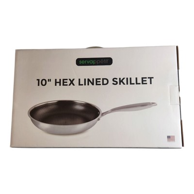 10" Hex Lined Skillet Servappetit Stainless Steel Frying Pan Hex-lined ...