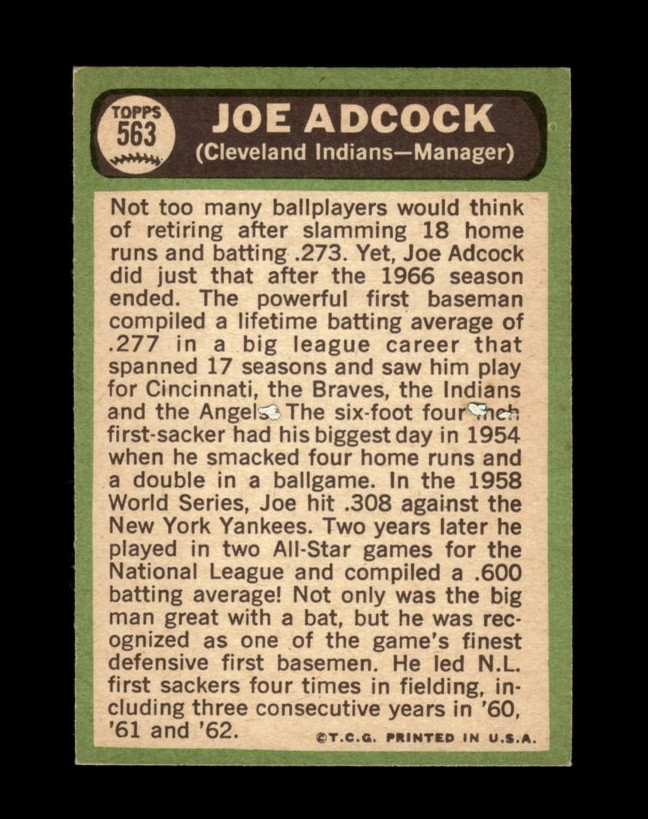 1967 Topps Set-Break #563 Joe Adcock EX-EXMINT *GMCARDS* | eBay