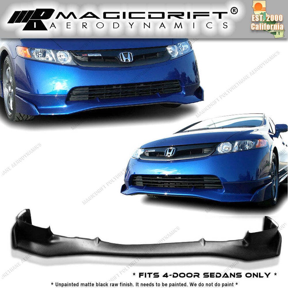 For 06 07 08 Honda Civic 4Dr FA FA5 Si JDM MUGEN Style Front Bumper Lip ...