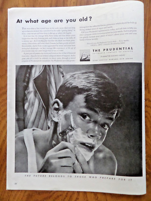 1945 Prudential Insurance Ad At what Age are you Old? Shaving Theme | eBay