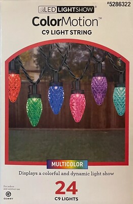 Gemmy Lightshow 24 Count 23 ft C9 Color Motion Multicolor LED Christmas ...