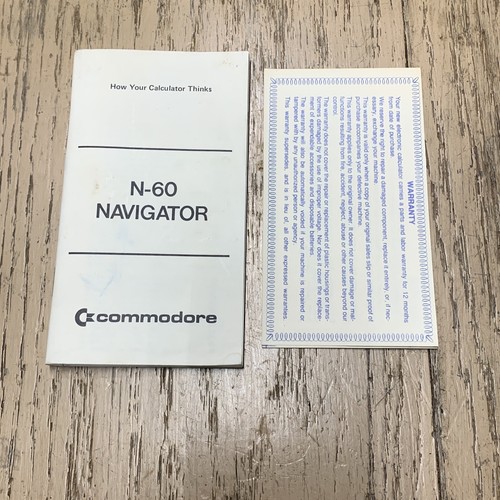 Vintage Commodore N-60 Navigator Calculator Manual And Warranty Card | eBay