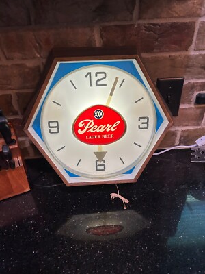 Vintage Pearl Beer Sign Light UP Clock | eBay
