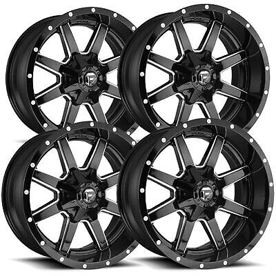(Set-4) Fuel D610 Maverick 20x9 8x6.5" +20mm Black/Milled Wheels Rims ...