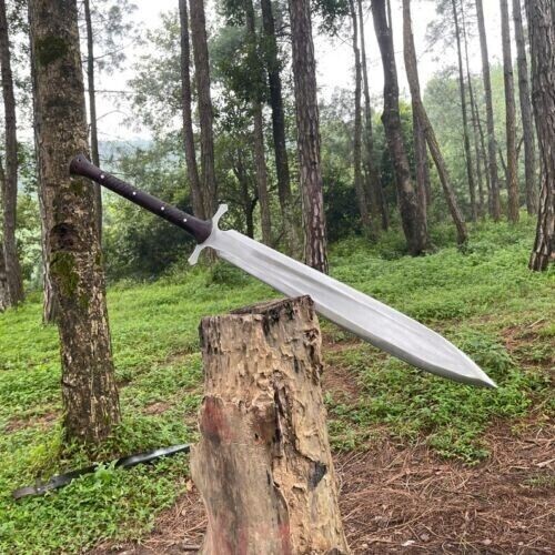 Custom Handmade Carbon Steel Celtic Leaf Sword| Hunting Sword Camping ...