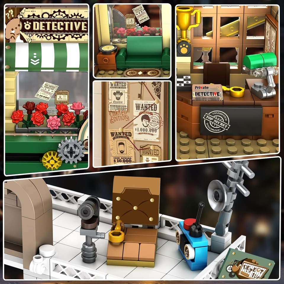 INSOON Detective Agency Building Set, 1231PCS Detective House Building ...