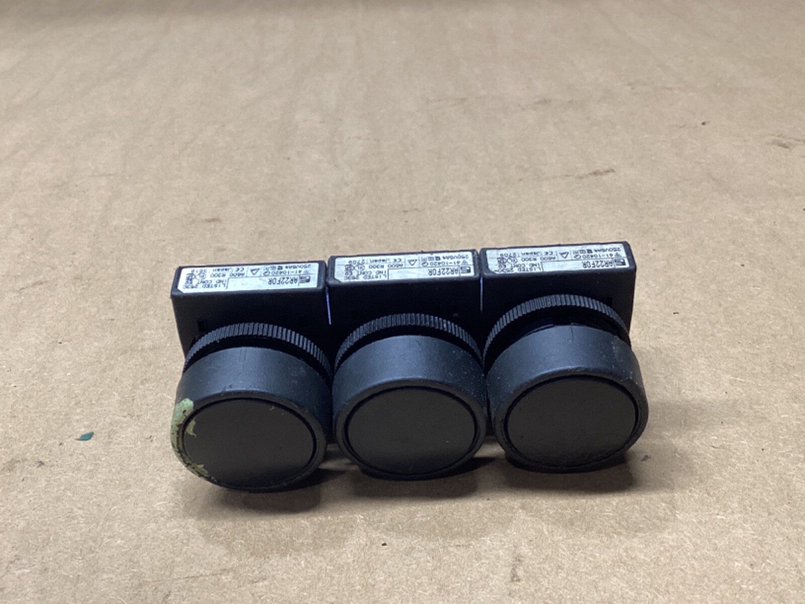 Lot Of 3 Fuji Electric AR22FOR Momentary Black Push Button Flush ...