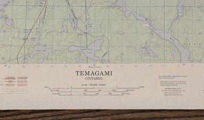 1973 TEMAGAMI Ontario Map Sudbury North Bay Latchford Verner Edition 2 ...