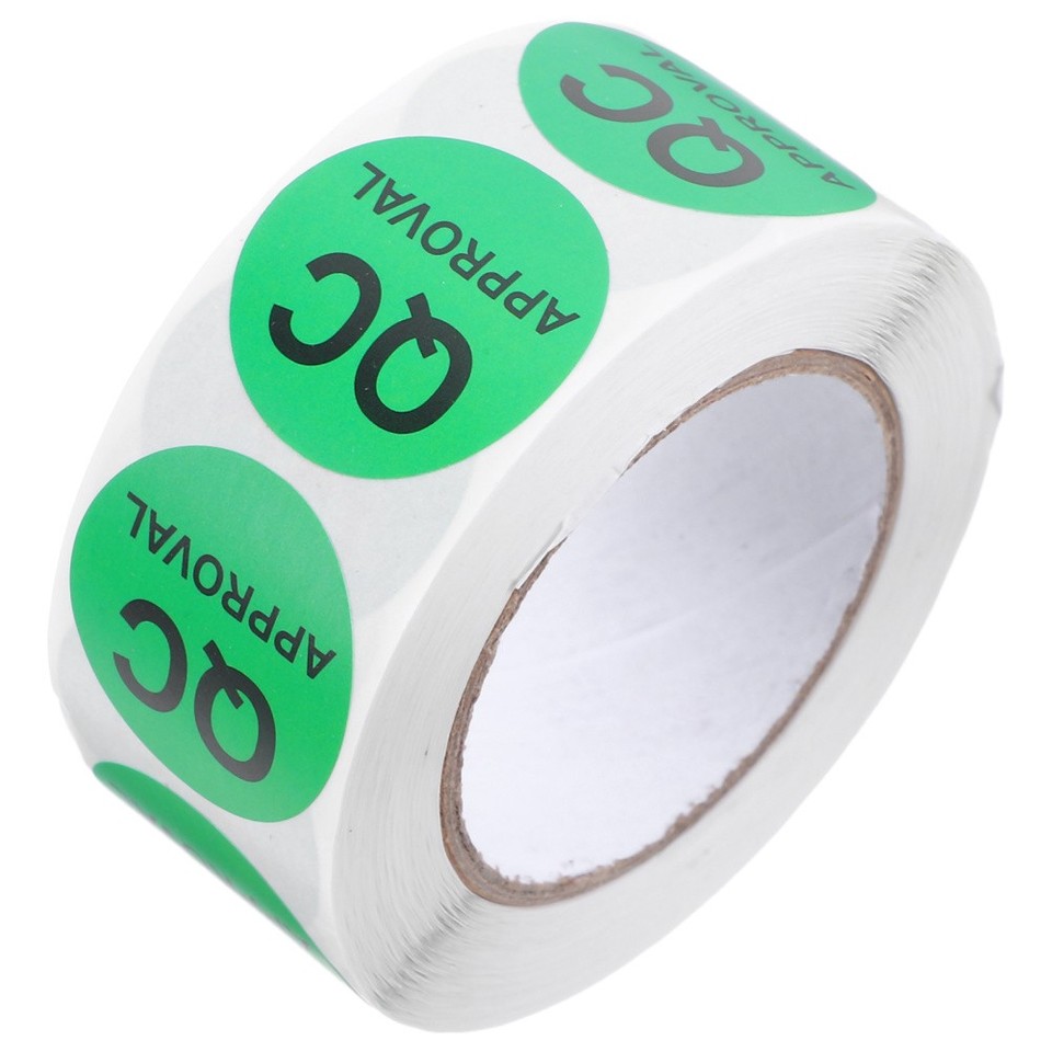 1 Roll Quality Controls Stickers With Black Text Round Adhesive Qc ...