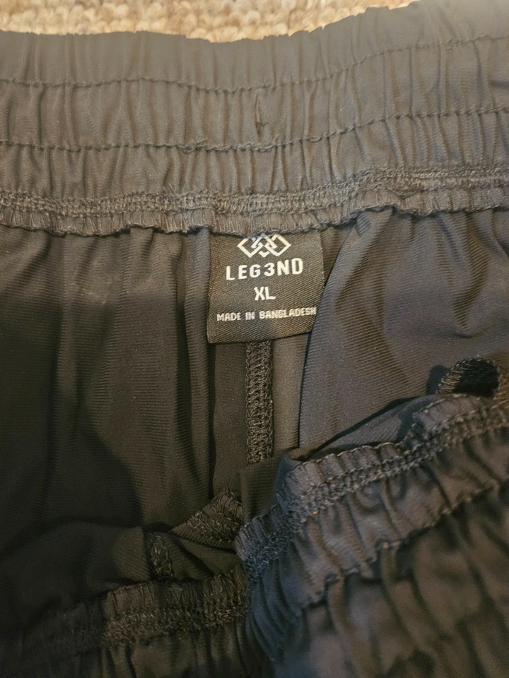 LEG3ND Black Athletic Track Pants Zip Pockets Drawstring Waist XL | eBay