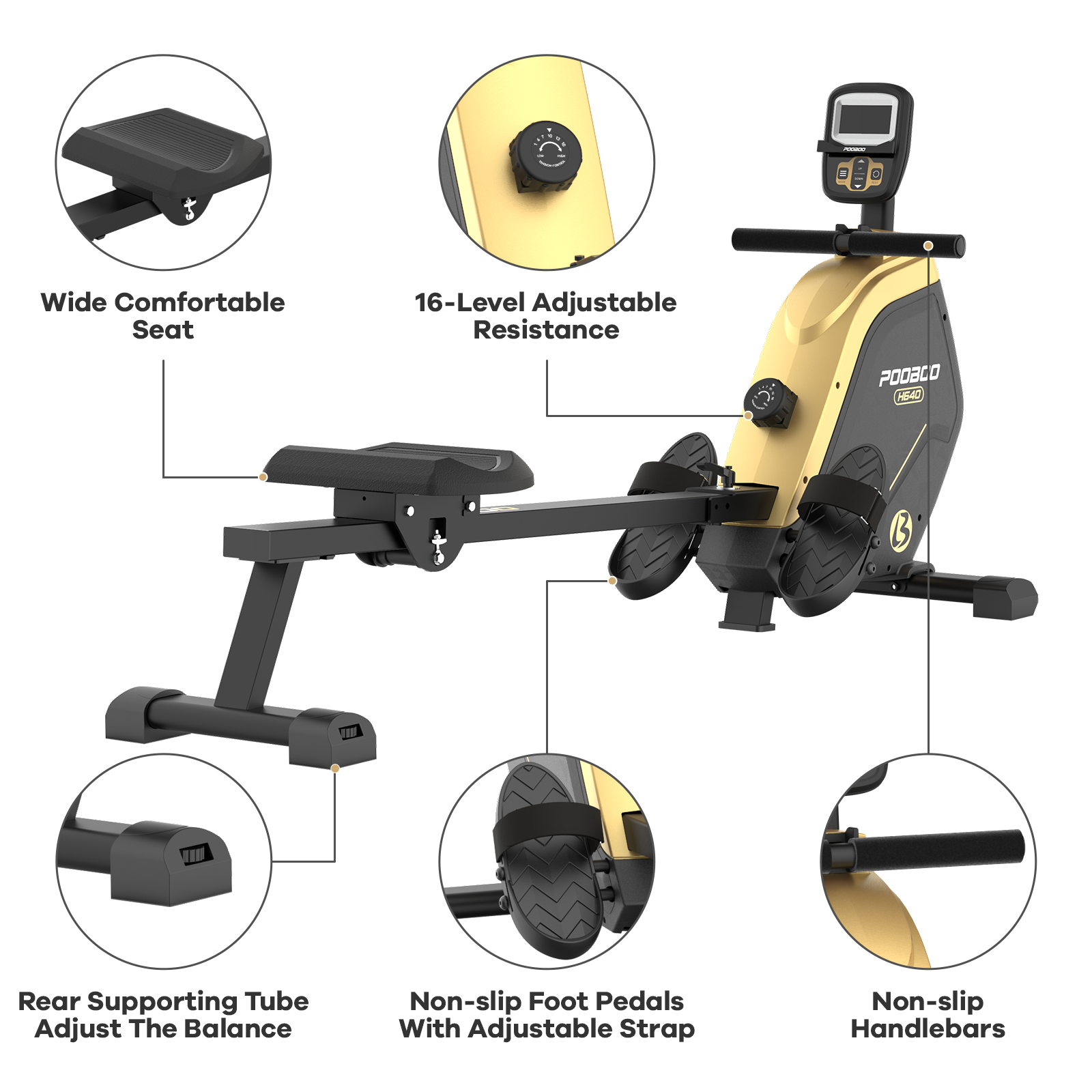 Indoor Magnetic Row Rowing Machine Rower Cardio Home Gym Exercise ...