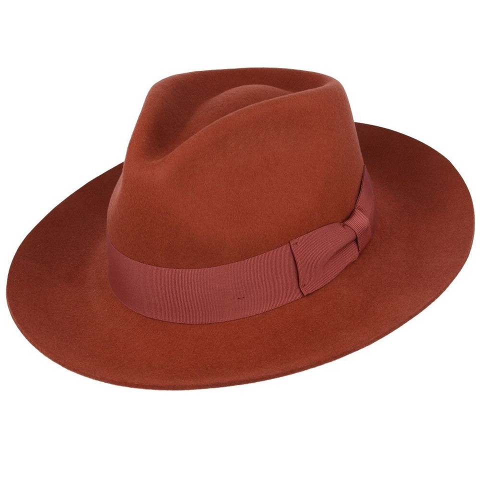 Stiff Brim Fedora Wide Hat - 100% Wool Gladwin Bond Hat Outdoor Grace ...