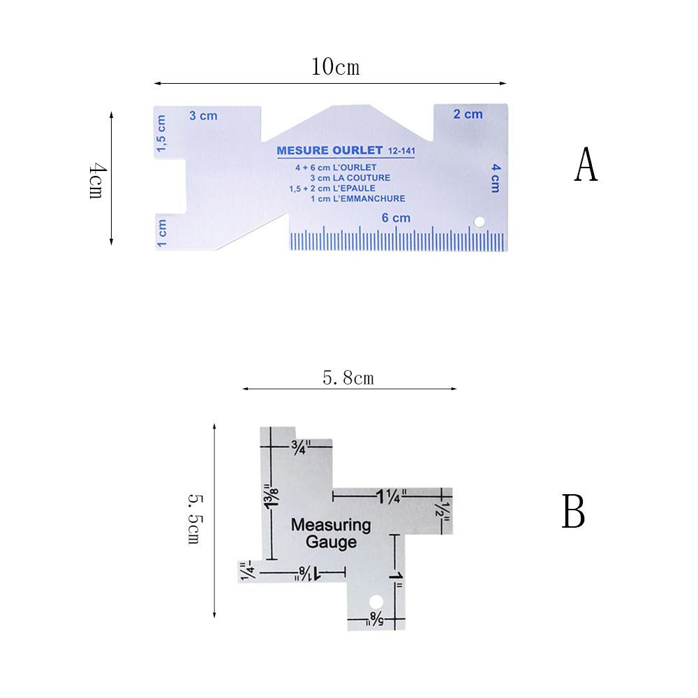 Precision Seam Measuring Gauge Metal Quilting Tailor Ruler Template ...