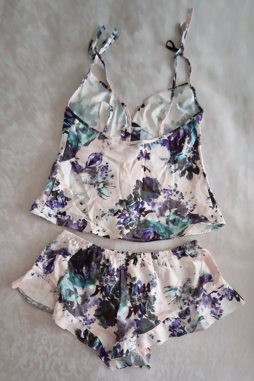 Womens Boux Avenue Satin Pink Floral Short Cami Set Sleepwear Size 8 Ebay