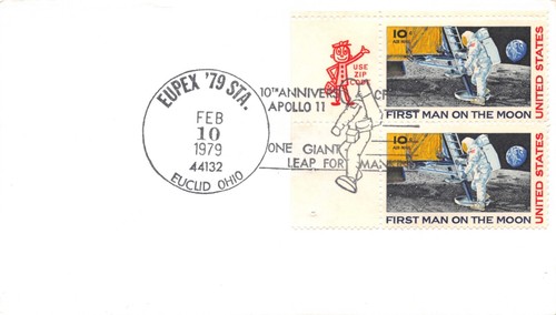 APOLLO 11 EUPEX '79 EUCLID, OH 10c TWO ZIP FIRST MAN ON THE MOON STAMPS SC# C76 | eBay