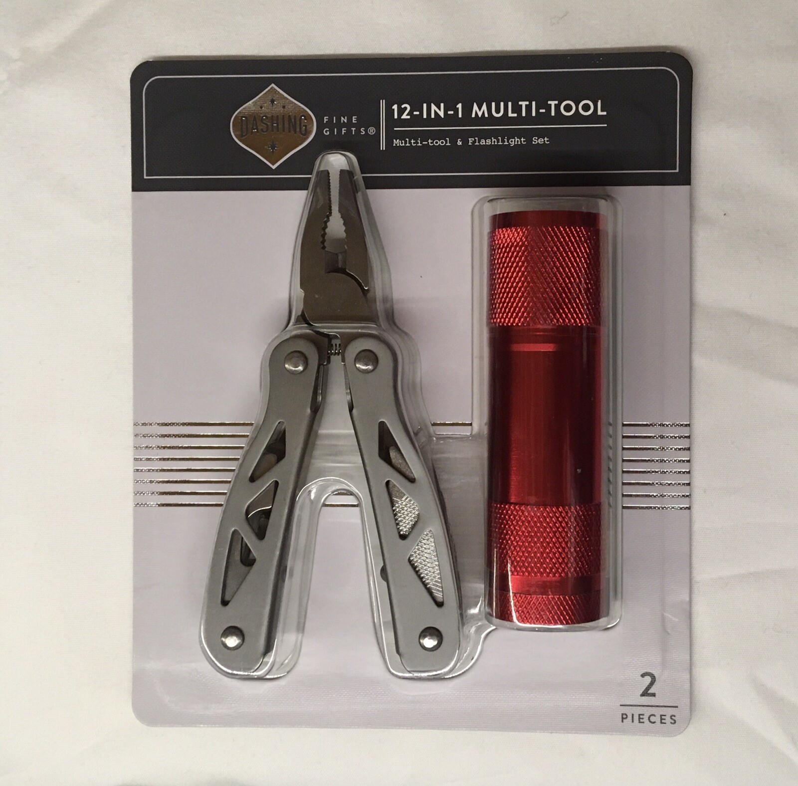 Dashing 12-in-1 Multi Tool & Red Flashlight Set Pliers Knife ...