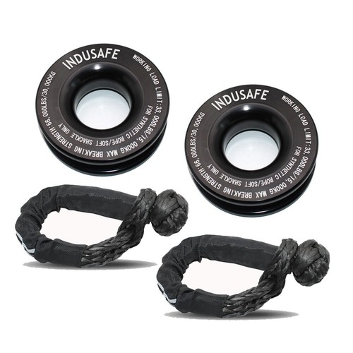 2PK Recovery Ring Snatch Block Pulley 66000lbs Soft Shackle Tow Winch ...