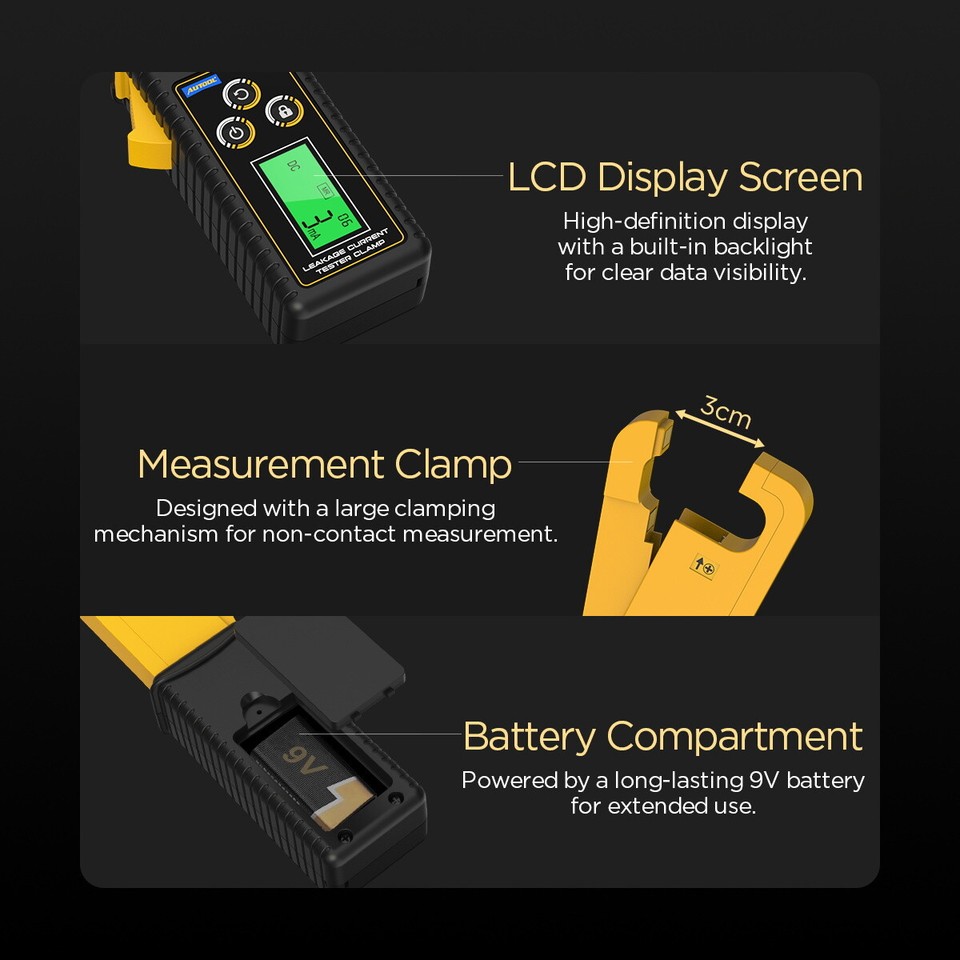 Digital AC DC Current Clamp Meter Amperemeter Leakage Current Tester ...