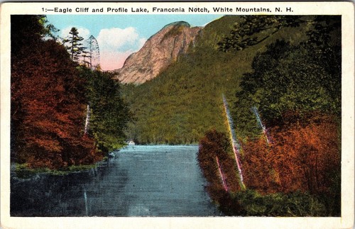 White Mountains NH-New Hampshire, Profile Lake, Eagle Cliff Vintage ...