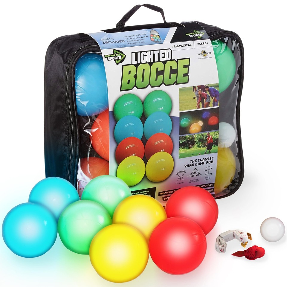 Lighted Bocce Ball Set by , Outdoor Glow In The Dark Game for Camping ...