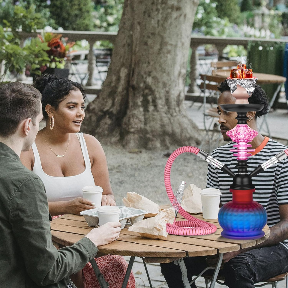 12'' Shisha Hookah Set - Modern Glass Vase, 2 Hose, 50 Hookah Foil, 50 ...