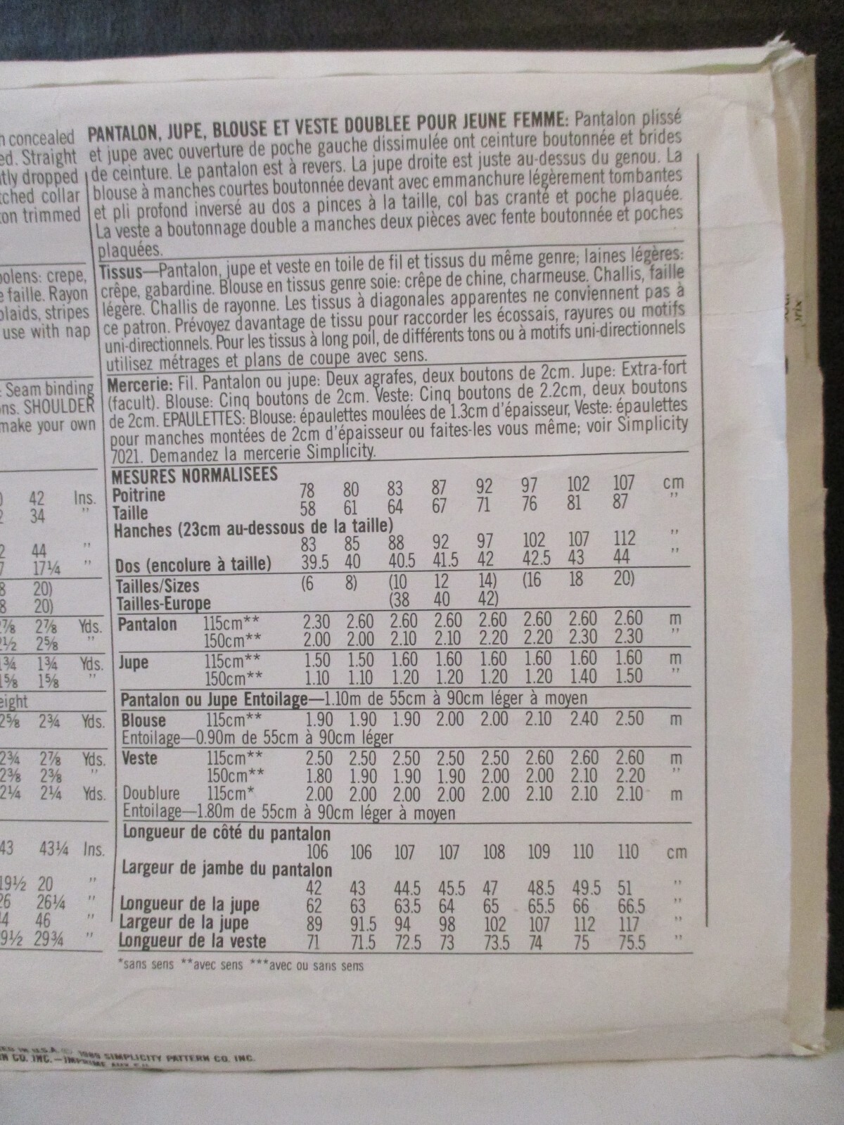 Simplicity Pattern 9187 Misses Pants Skirt Blouse Jacket Size 16-18-20 ...