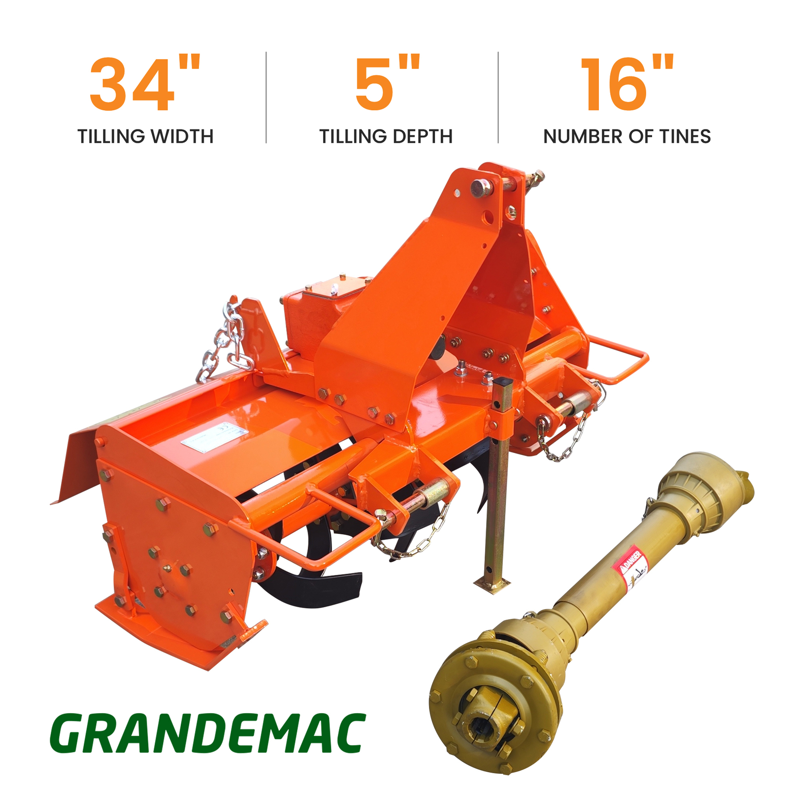 3 Point 34IN Rotary Tiller Attachment Fits Rototiller Soil Conditioner ...