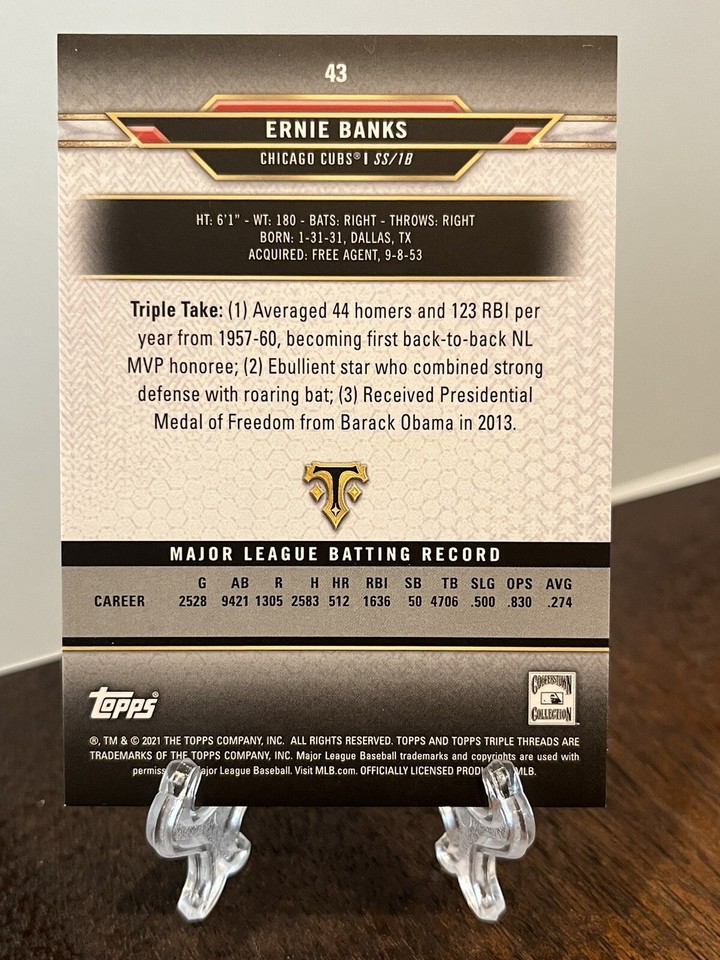 2021 Topps Triple Threads Thick Stock BASE - ERNIE BANKS Chicago Cubs ...
