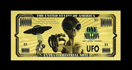 10.000 USA DOLLAR - ALIEN / UFO / AREA 51 - GOLD & FARBE - BANKNOTE ...