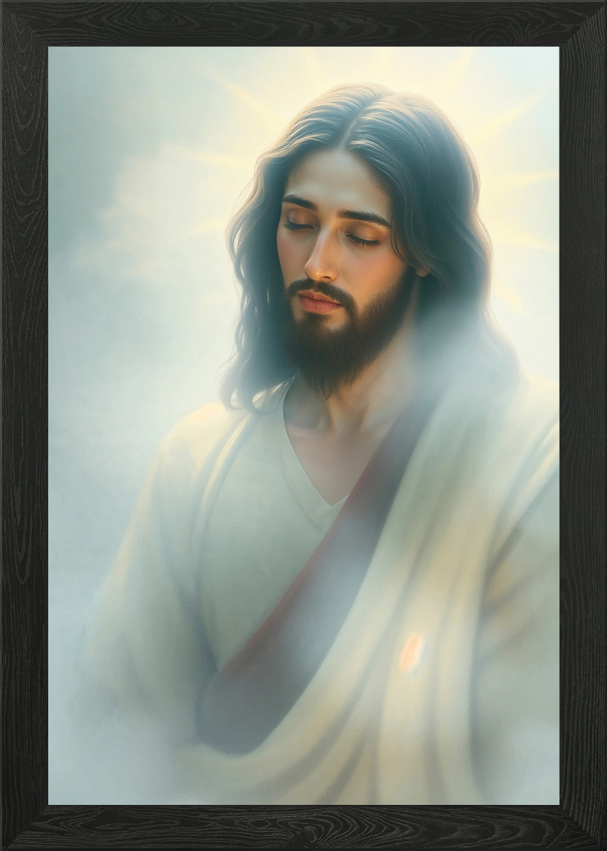 Jesus Christ Praying in Heaven Framed Wall Art Poster Canvas Print ...