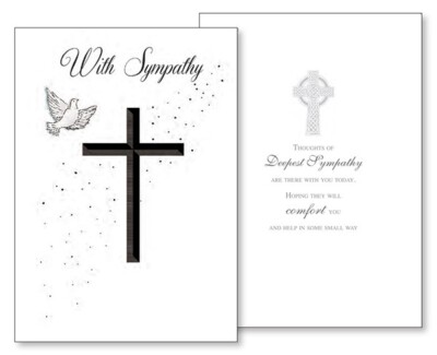 With Sympathy Condolence Card Silver Cross Dove | eBay UK