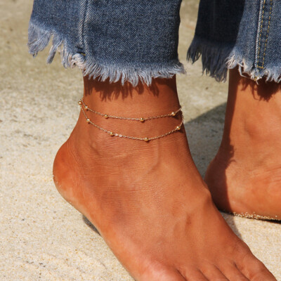 Stylish Double-Layer Chain Anklet Versatile Layered Foot Jewelry for ...