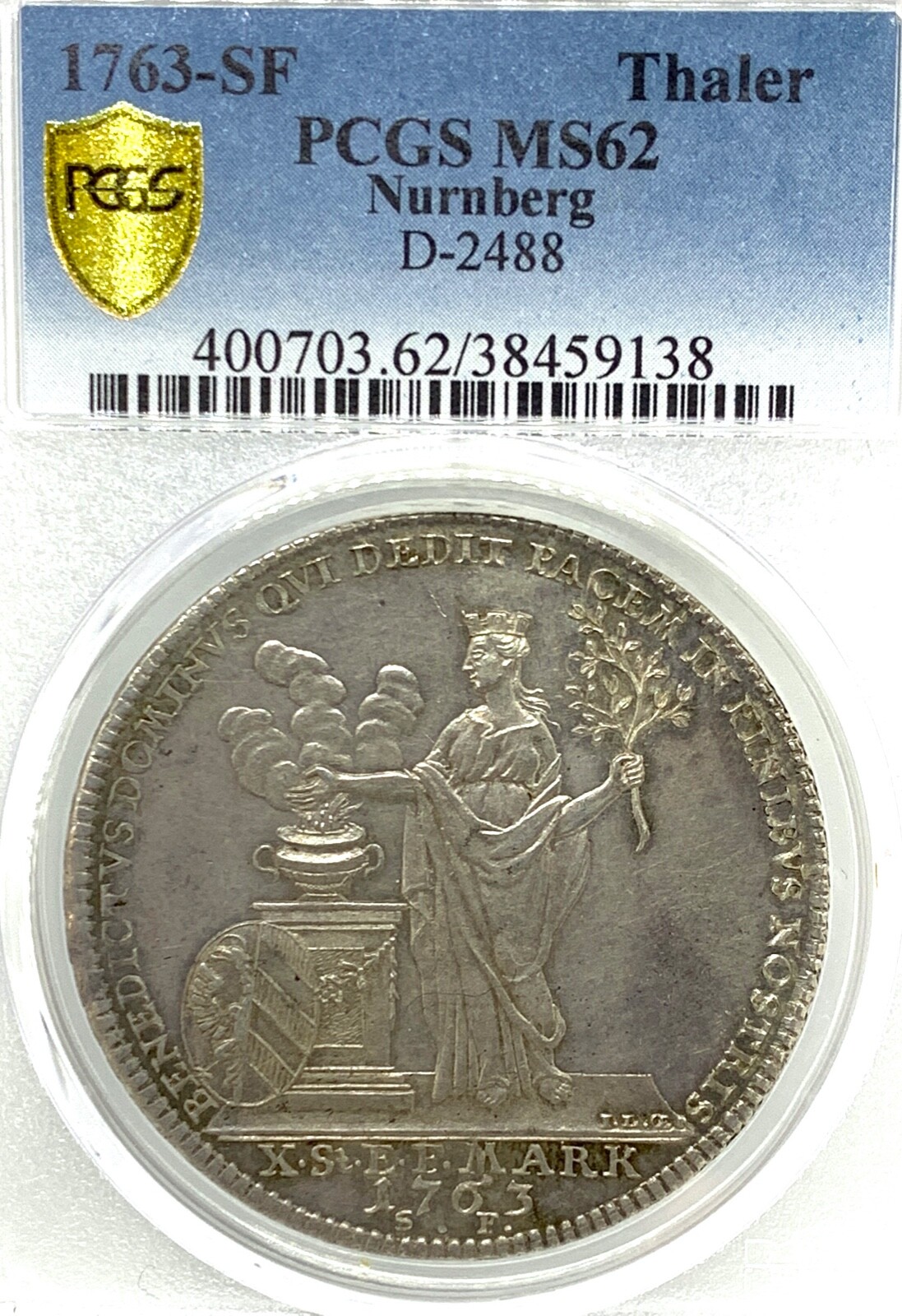 Alemán Estados Nuremberg 1763 Taler Moneda Thaler Calidad MS62 Vz / F ...