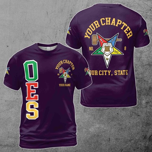 Custom Name Order of the Eastern Star Past Matron OES Gavel 3D T-Shirt ...