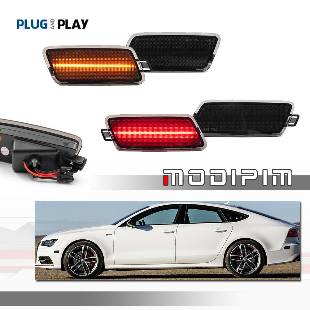 4x Smoked LED Front&Rear Side Marker Lights For Audi A7 S7 RS7 Quattro ...