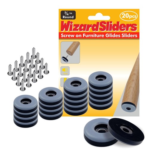 20PCS 3/4" Furniture Sliders, Real PTFE Screw on Chair Glides Sliders ...