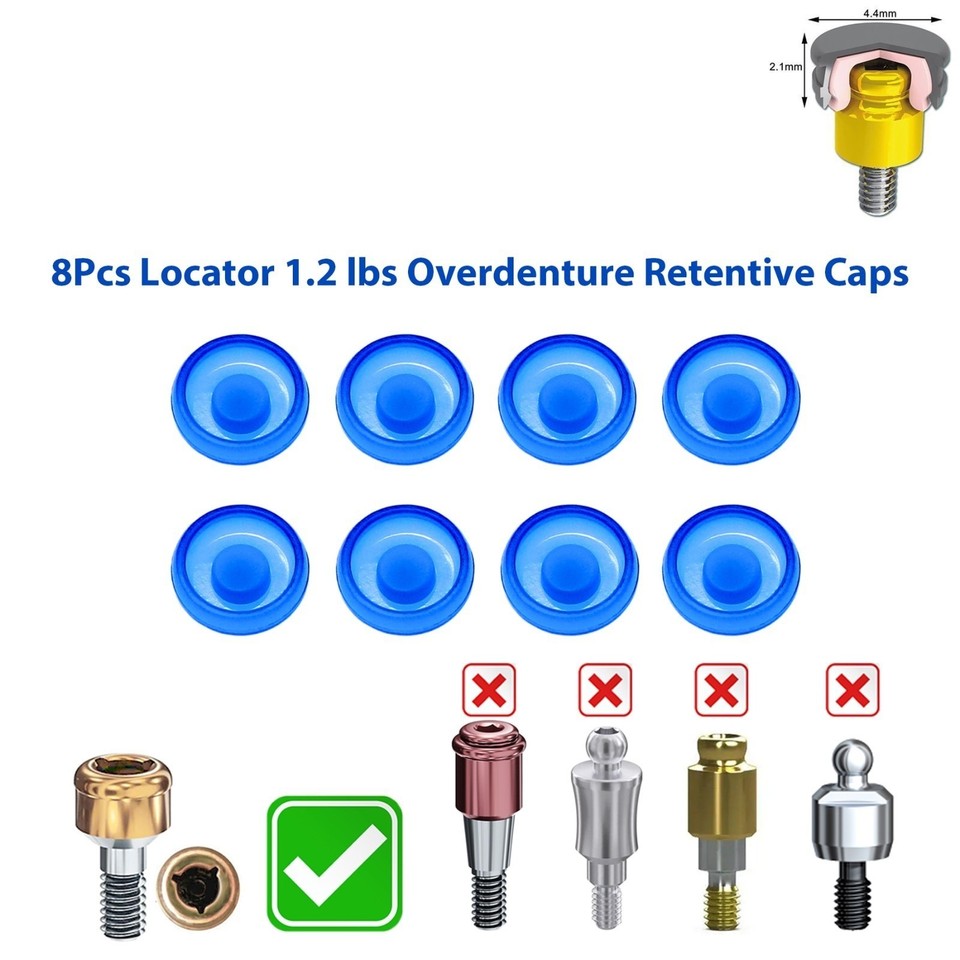 Dental Overdenture Abutment Retention Cap Locator male processing ...